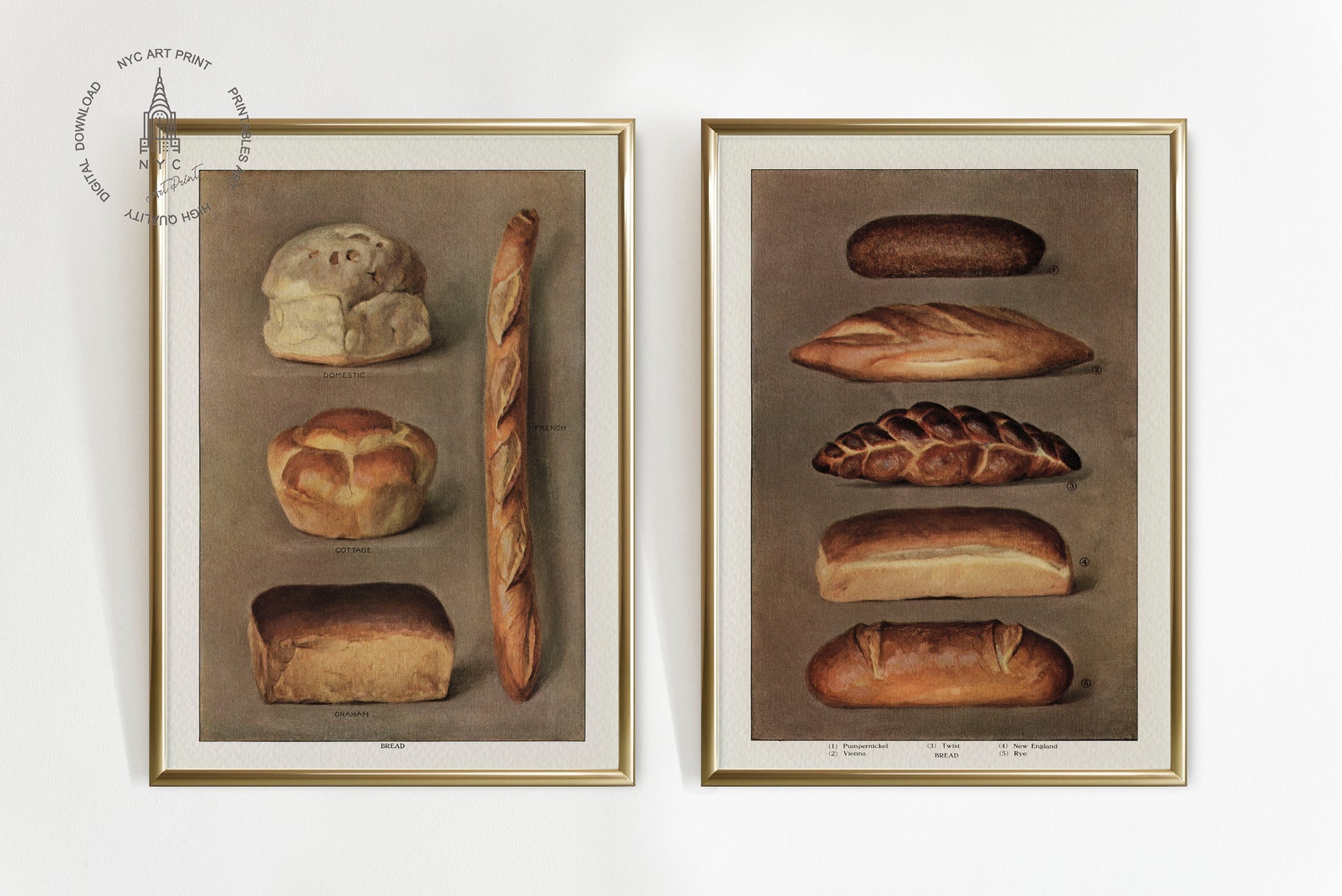 Vintage Kitchen Gallery Wall Set of 10 , Still Life With Food Painting ...