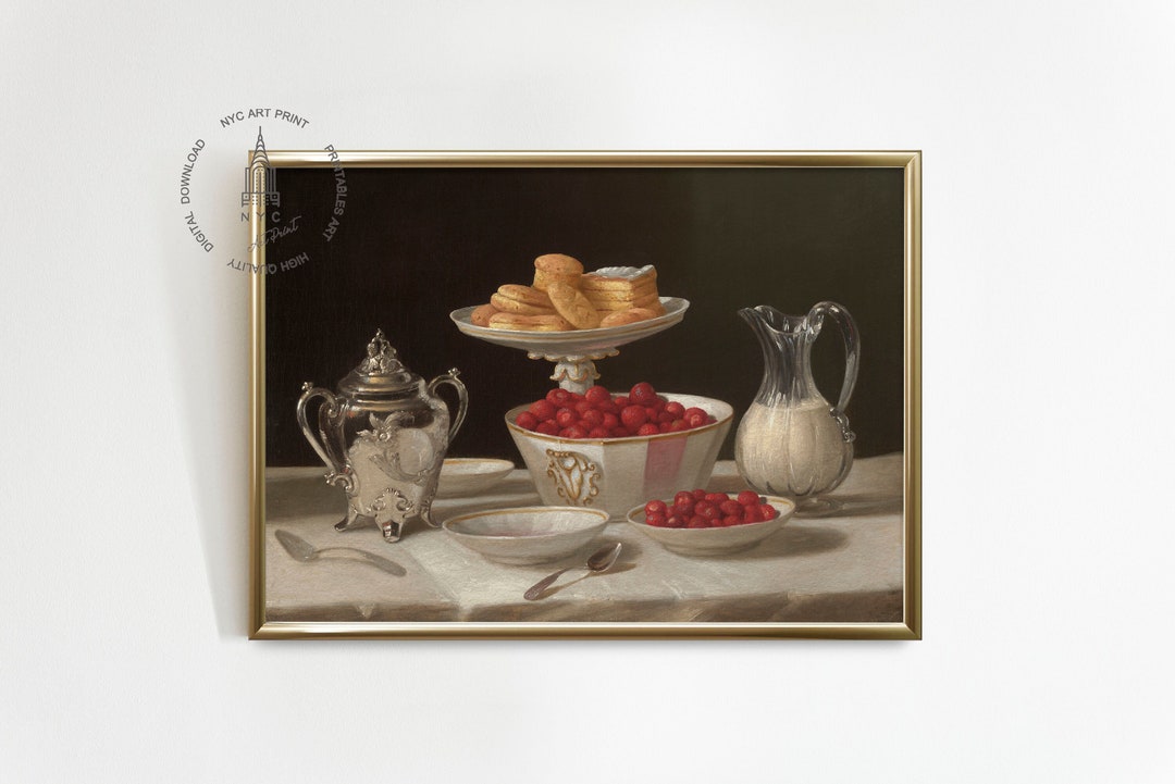 Vintage Dessert Still Life Print, Dessert Painting, Food Still Life ...