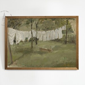 Vintage Laundry Day Print, Vintage Country Cottage Farmhouse Painting ...