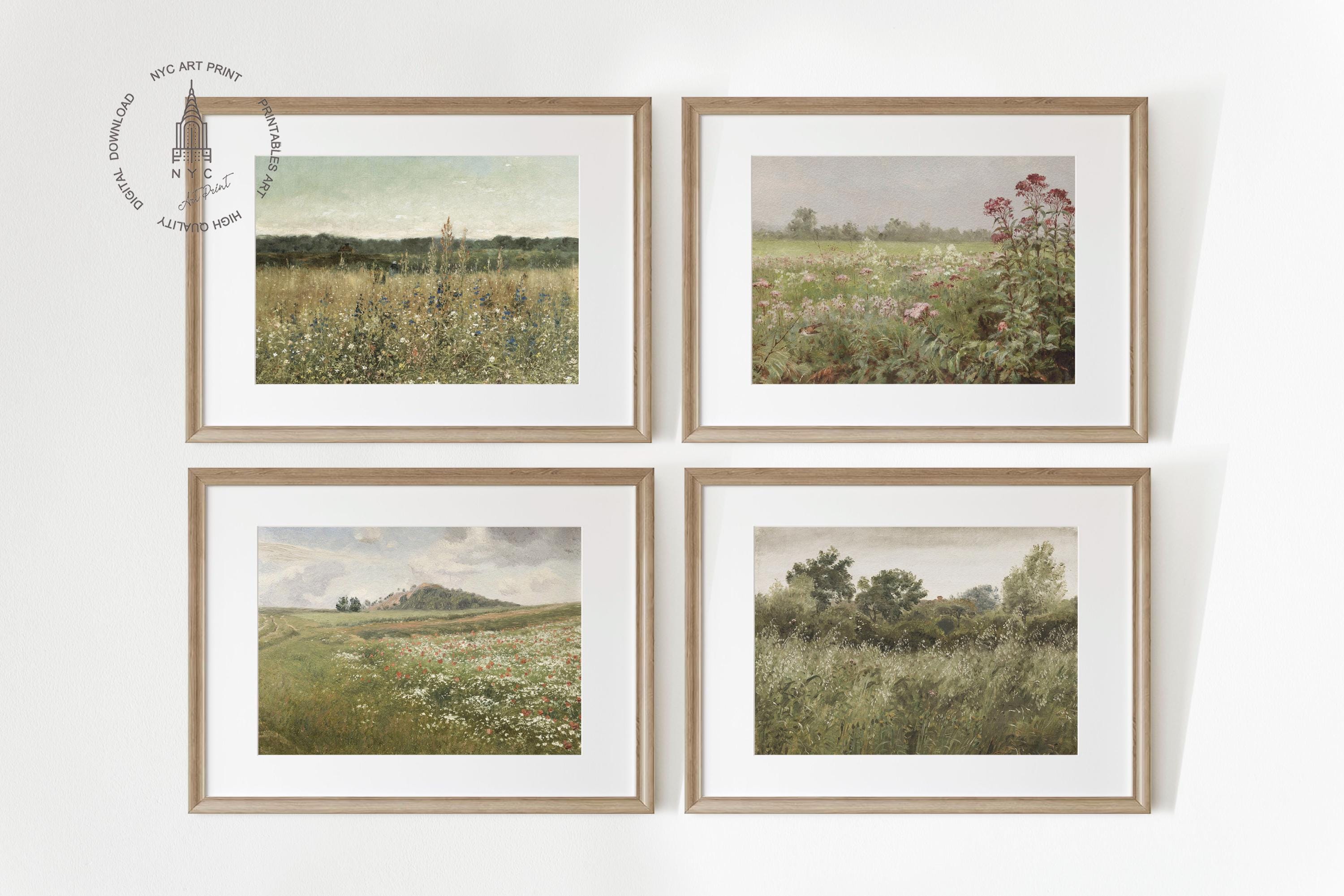 Set of 9 Vintage Wildflower Field Prints, Summer Landscape Print ...