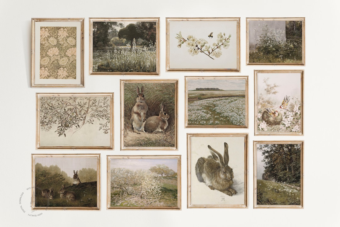 Vintage Spring Gallery Wall Set of 12, Rustic Printable Wall Art ...