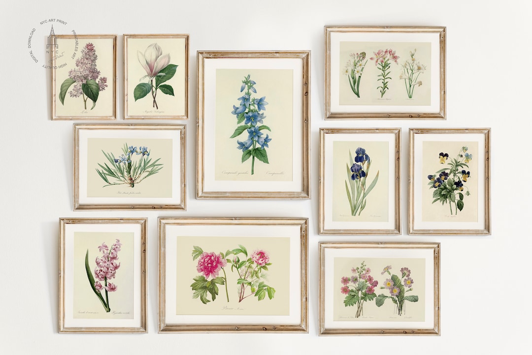 Vintage Spring Flowers Gallery Wall Set of 10, Spring Botanical Prints ...