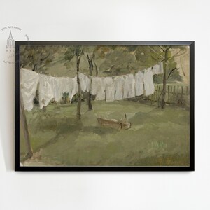 Vintage Laundry Day Print, Vintage Country Cottage Farmhouse Painting ...