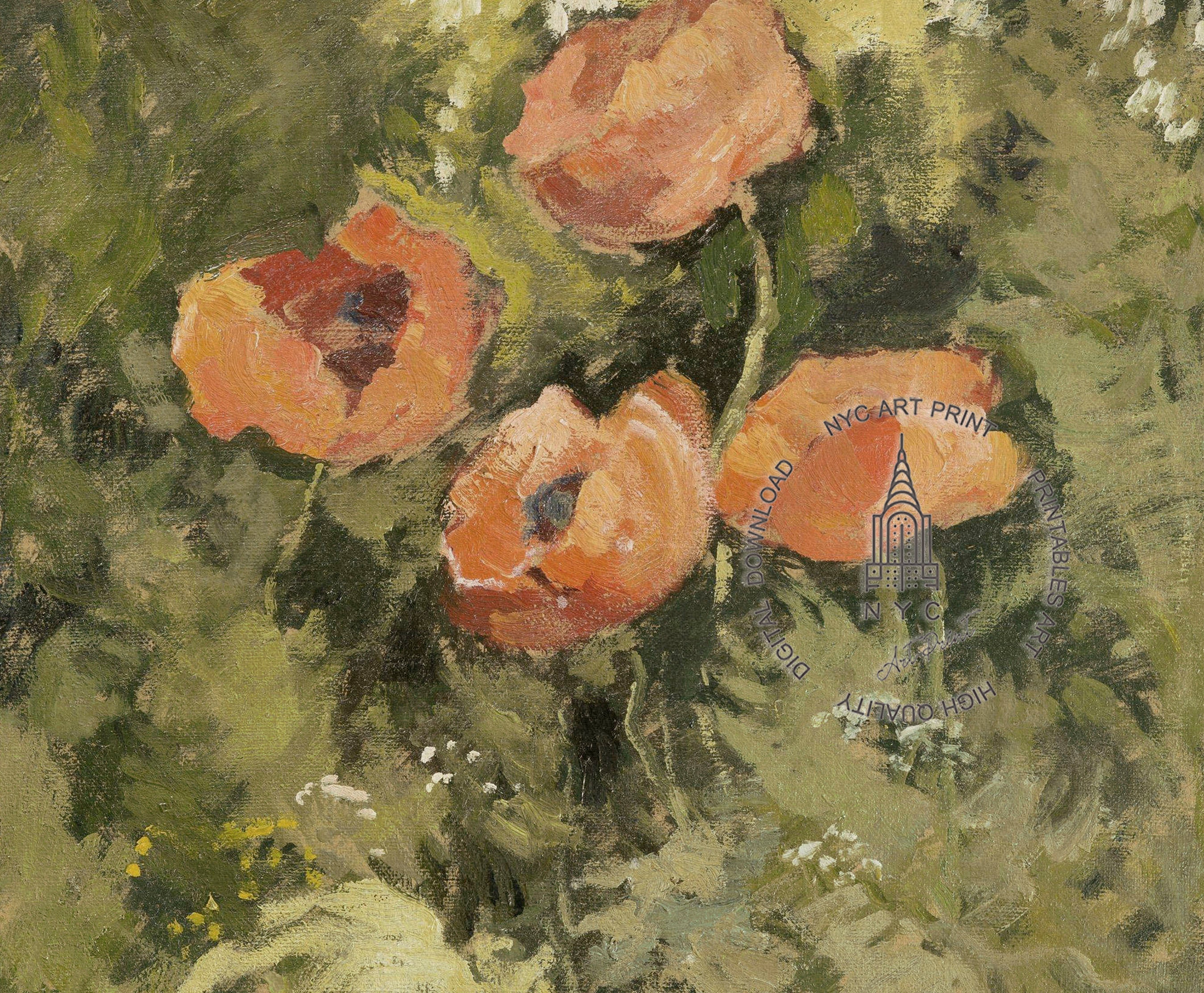 Vintage Poppy Prints, California Poppy Prints, Vintage Flower Painting ...