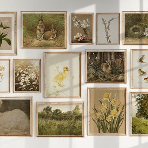 Vintage Spring Gallery Wall Set of 14, Rustic Printable Wall Art ...