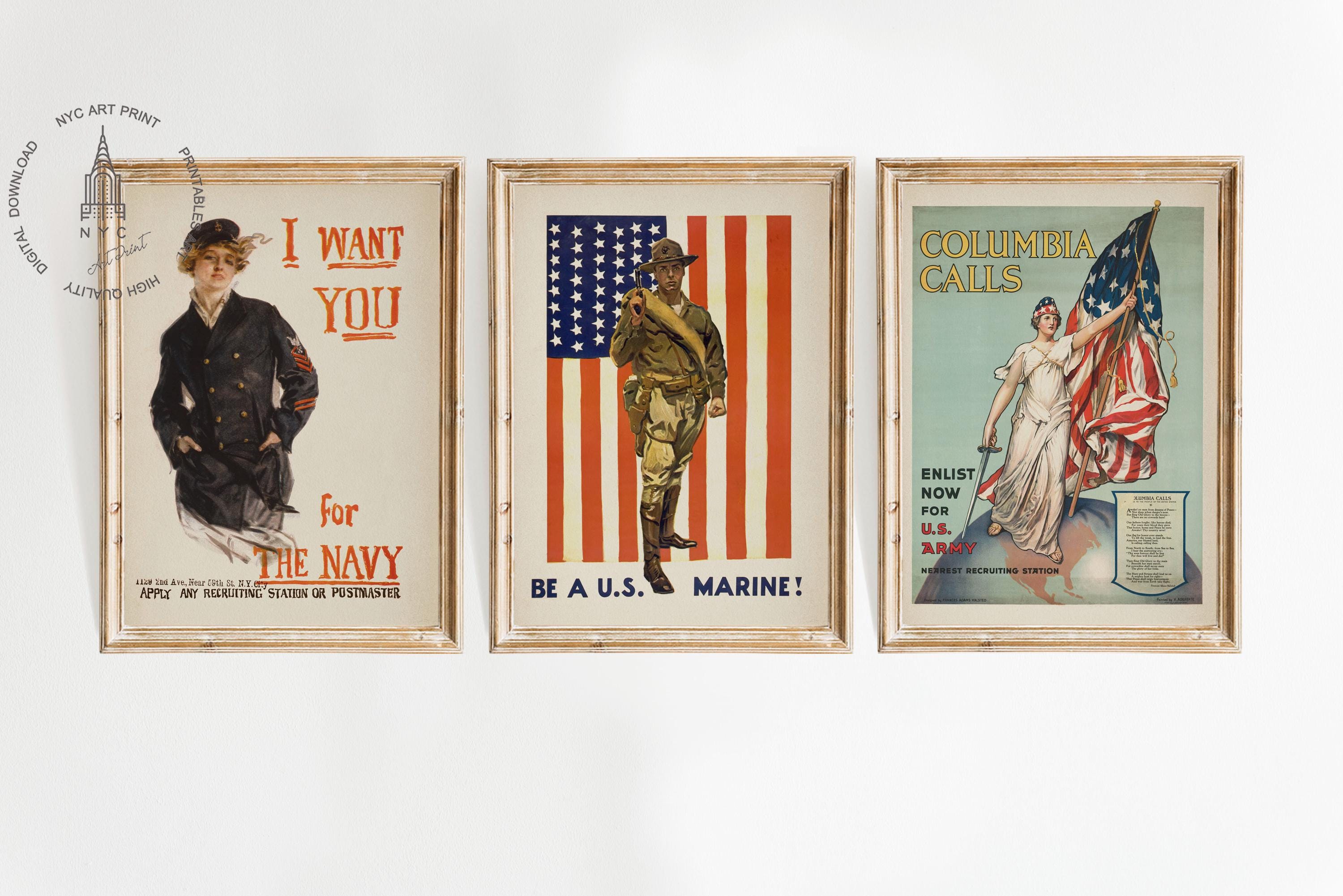 Set of 12 Vintage Patriotic Poster, 4th July, Uncle Sam Poster ...