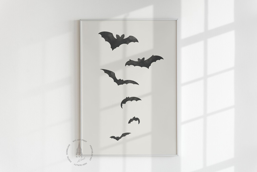 Halloween Art Print, Bats Wall Art Printable, Halloween Poster ...