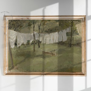 Vintage Laundry Day Print, Vintage Country Cottage Farmhouse Painting ...