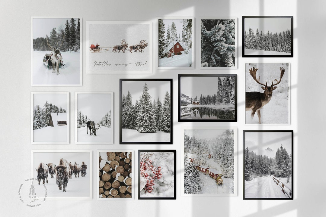 Christmas Prints Gallery Wall Set of 15, Christmas Printable Wall Art ...