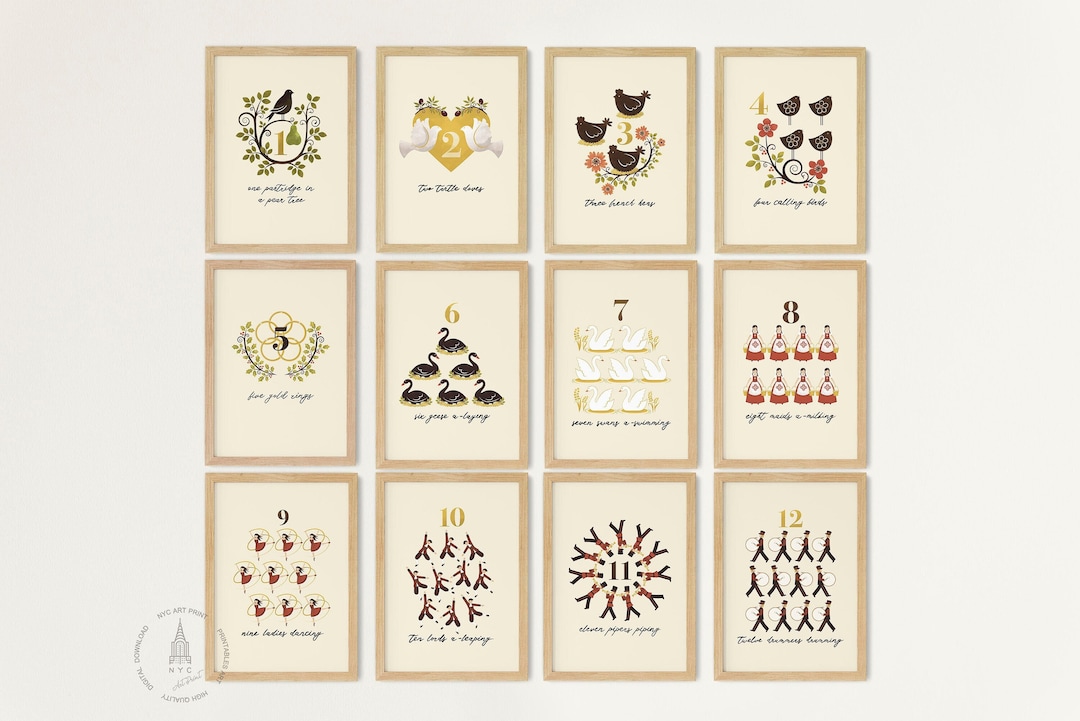 Twelve Days of Christmas Printable, Christmas Prints Gallery Wall Set ...