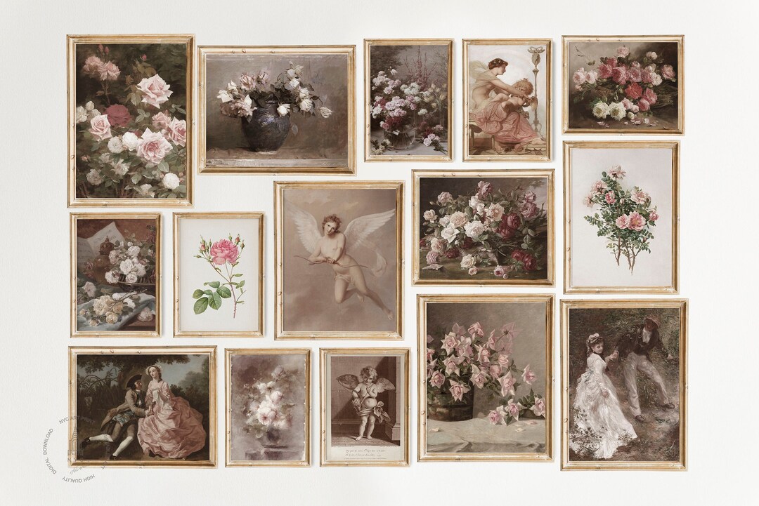 Vintage Valentines Prints Gallery Wall Set of 15, Valentines Poster ...