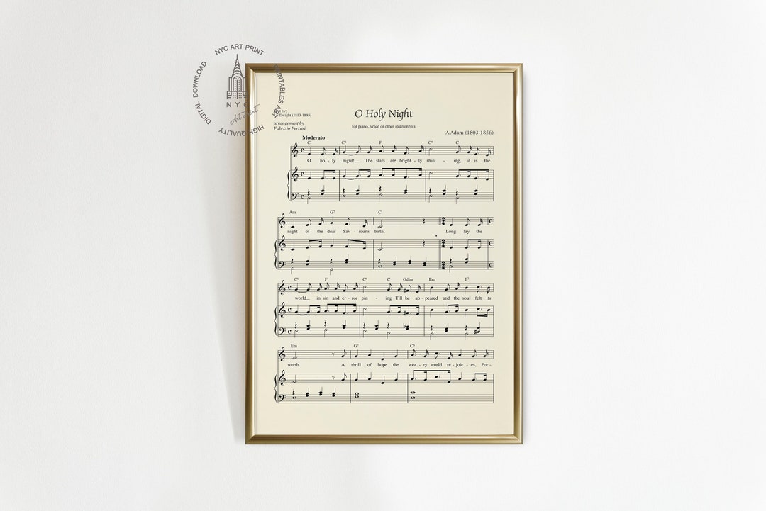 O Holy Night Printable Christmas Hymn, Christmas Prints, Vintage ...