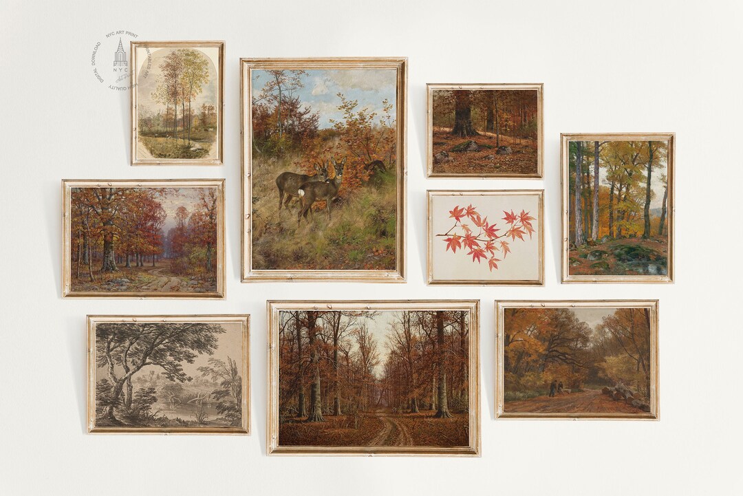 Vintage Autumn Gallery Wall Set of 9, Autumn Printable Wall Art, Fall ...