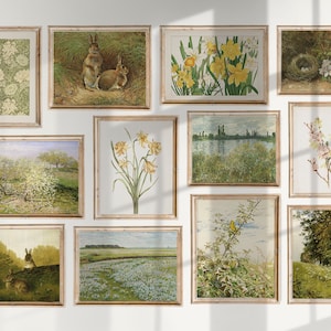 Vintage Spring Gallery Wall Set of 12, Rustic Printable Wall Art ...