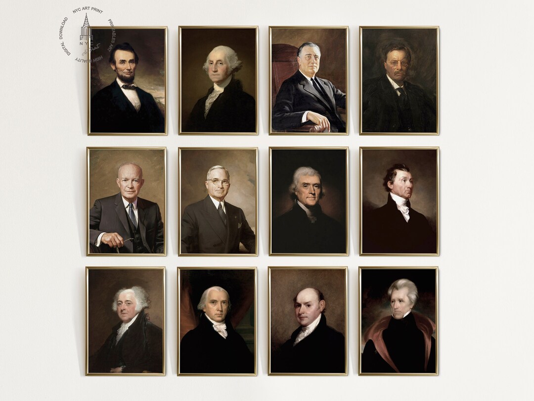 Set of 12 Best US Presidents According to Historians, American Decor ...
