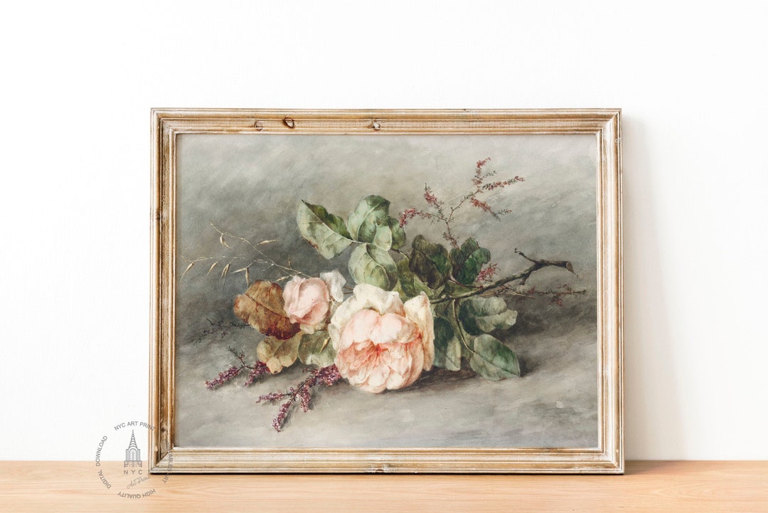 Vintage Botanical Still Life Print, Vintage Flower Floral Roses ...