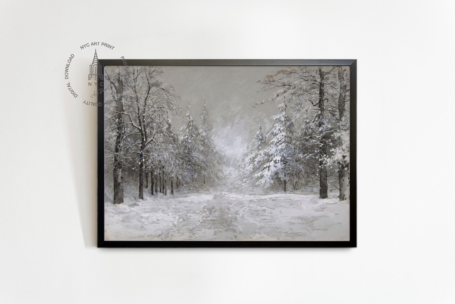 Winter Print, Vintage Christmas Printable Wall Art, Winter Decor ...