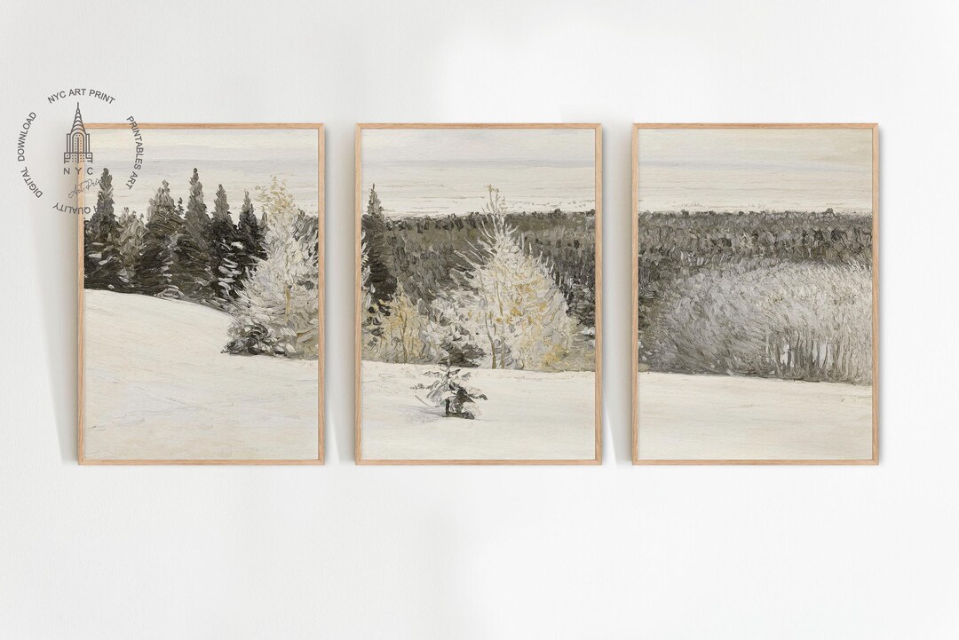 Set of 3 Winter Prints, Vintage Christmas Printable Wall Art, Winter ...
