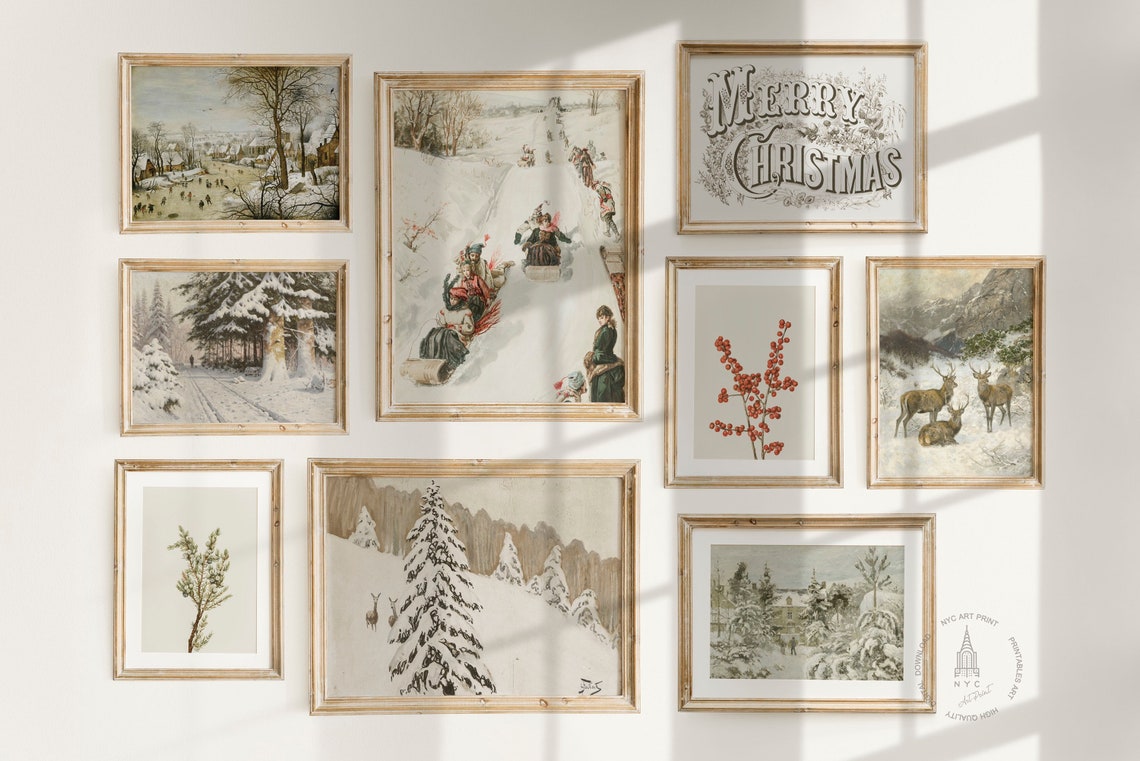 Christmas Prints Gallery Wall Set of 15 Vintage Christmas - Etsy
