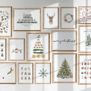 Christmas Prints Gallery Wall Set of 15, Christmas Printable Wall Art ...