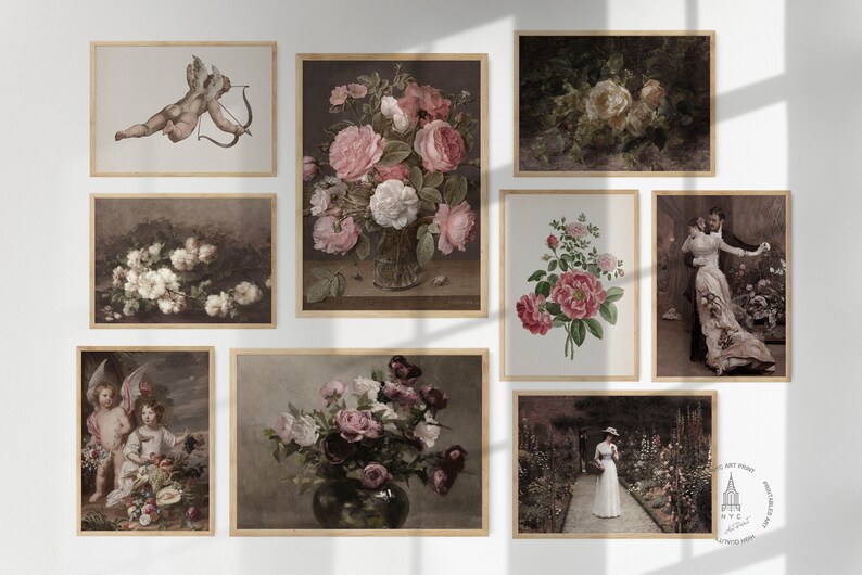 Vintage Valentines Prints Gallery Wall Set of 9, Valentines Poster ...