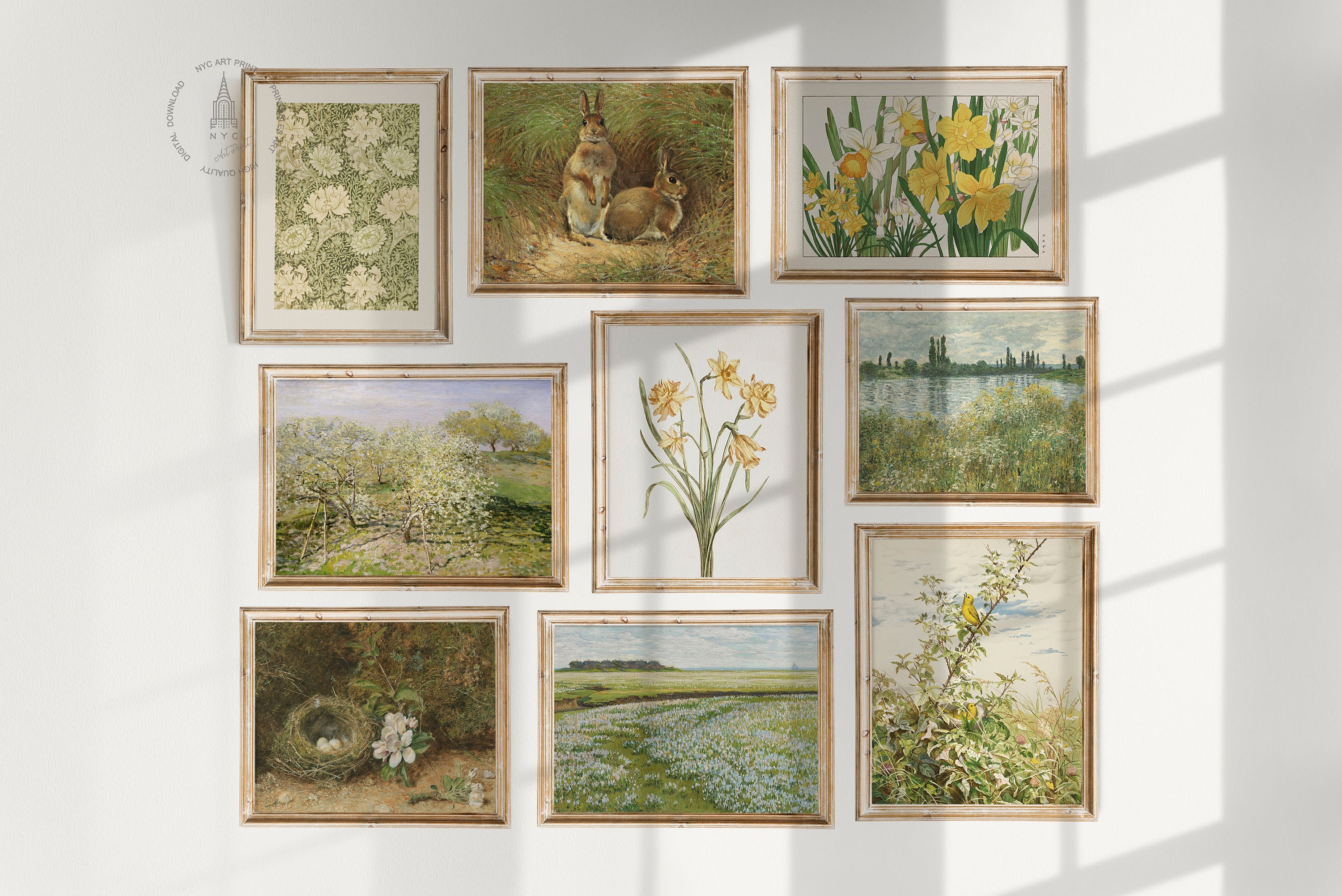 Vintage Spring Gallery Wall Set of 12, Rustic Printable Wall Art ...