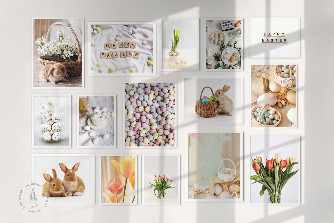 Easter Gallery Wall Set of 15, Spring Poster, Spring Wall Art, Spring ...