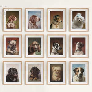 Vintage Dogs Gallery Wall Set of 12, Dogs Print, Vintage Dog Painting ...