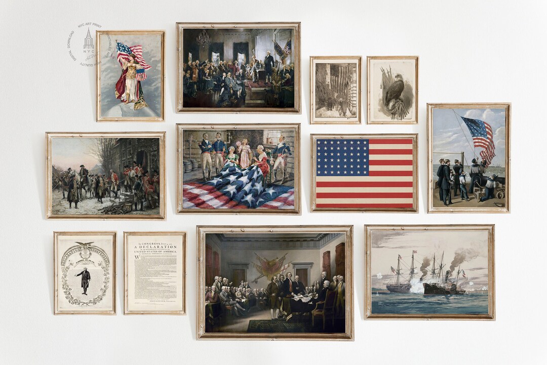 Vintage 4th of July Gallery Wall Print Set of 12, American Flag ...