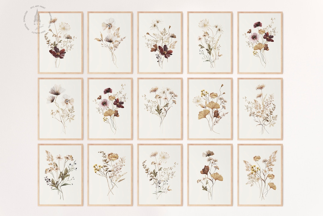 Wildflower Watercolor Print, Set of 15 Watercolor Flowers, Wildflowers ...
