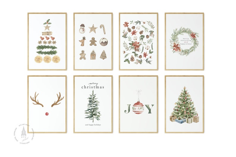 Christmas Prints Gallery Wall Set of 15, Christmas Printable Wall Art ...