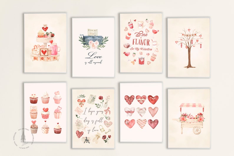 Valentines Gallery Wall Set of 8 Valentines Poster - Etsy