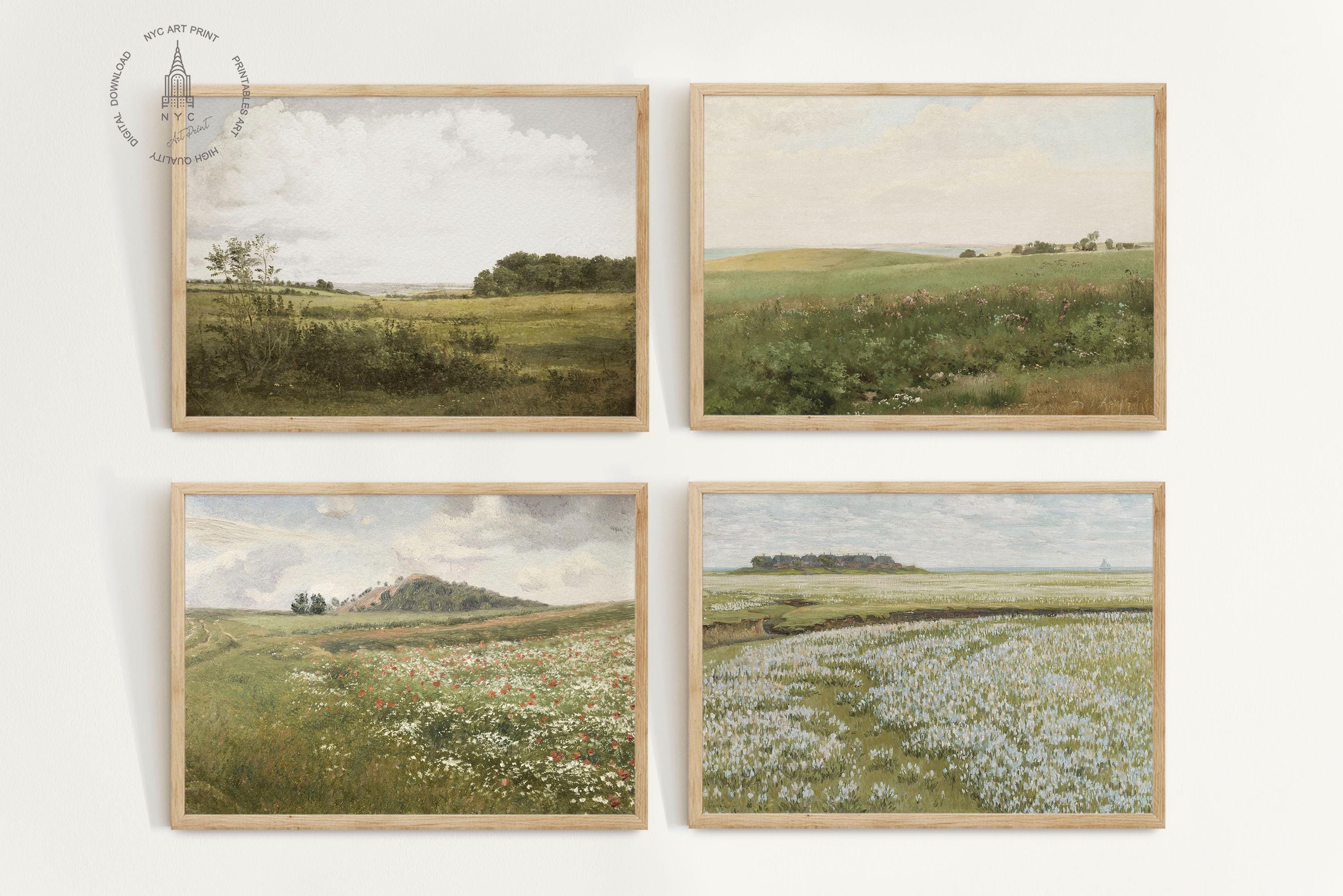 Set of 9 Vintage Wildflower Field Prints, Summer Landscape Print ...