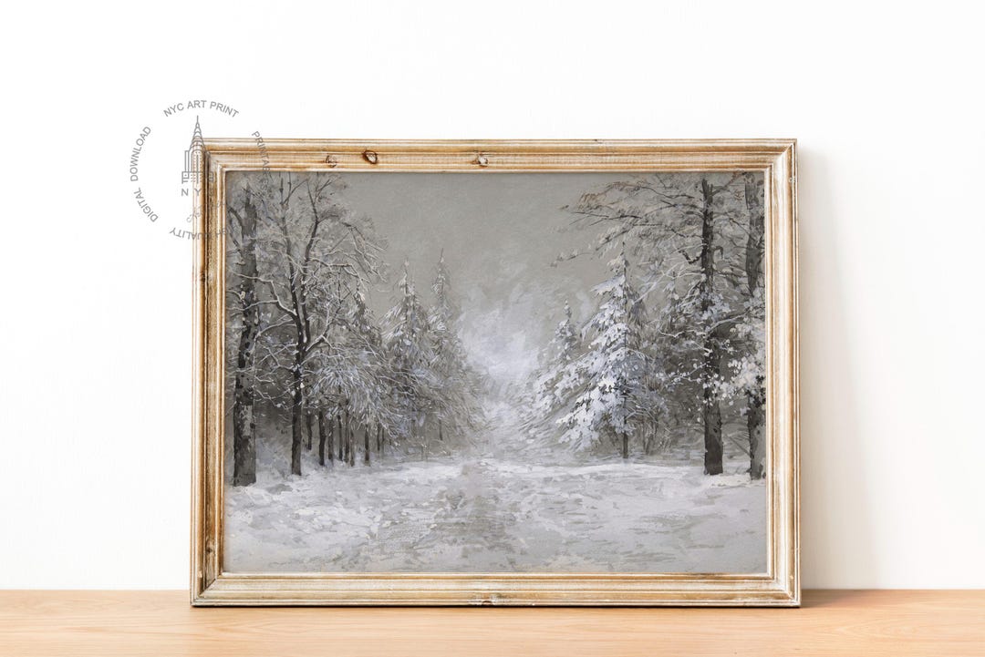 Winter Print, Vintage Christmas Printable Wall Art, Winter Decor ...