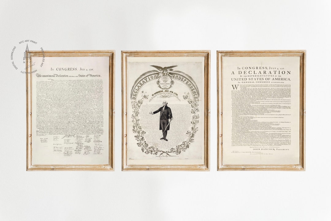 Vintage 4th of July Gallery Wall Print Set of 3, Declaration of ...