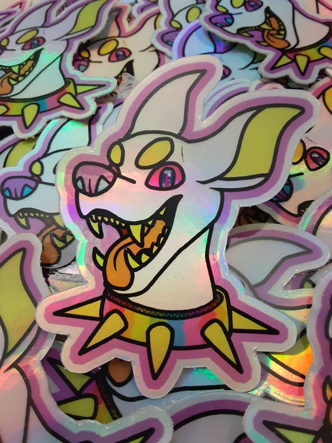 3 Inch Holographic Furry Teeth Sticker - Etsy