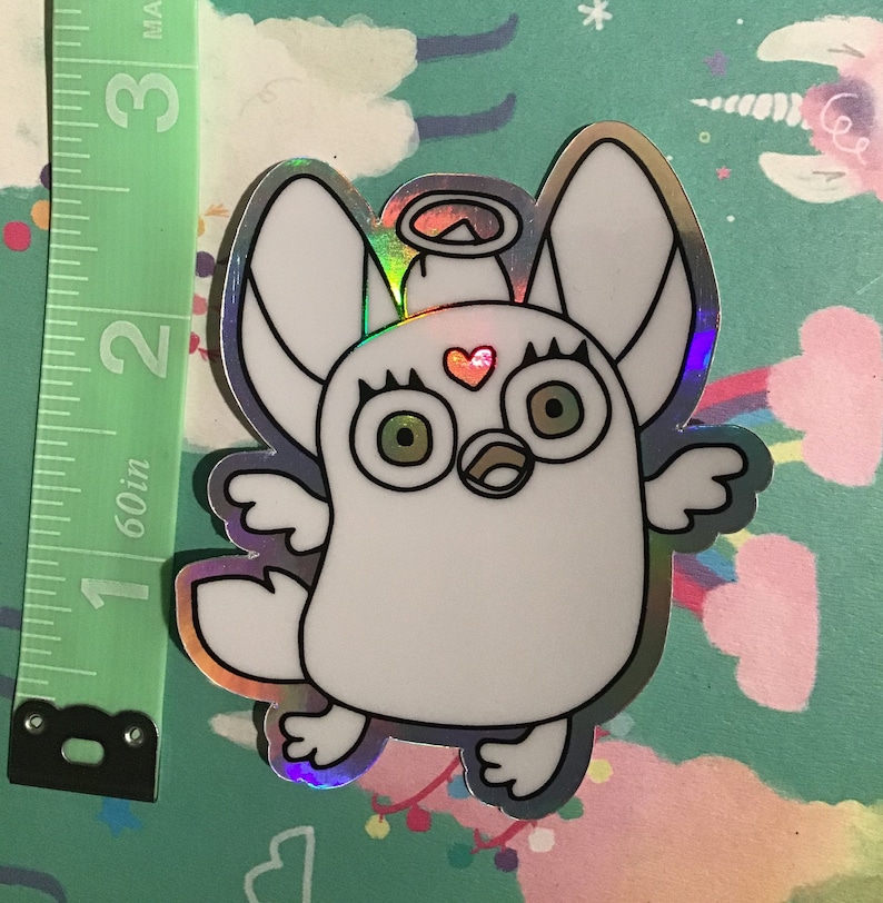 3 Inch Holographic Furby Angel Sticker - Etsy