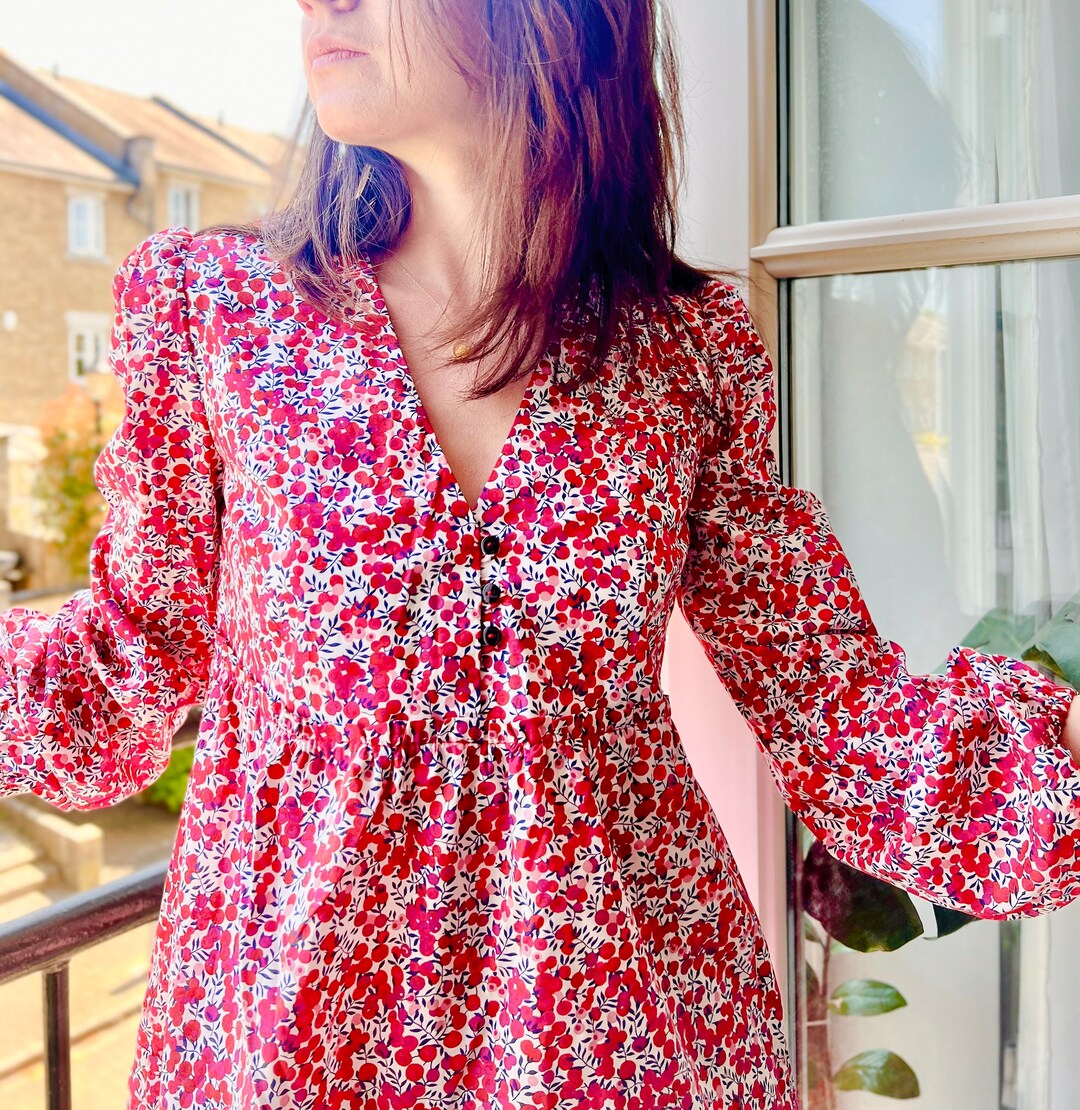 Liberty Print Dress, Womens Whiltshire Print, Red Berry - Etsy
