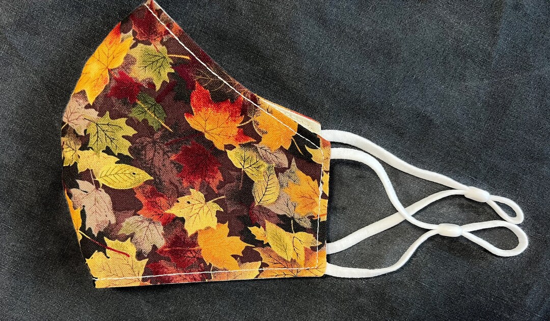 Autumnal Print Face Mask Autumn Leaves Print Adult Size - Etsy