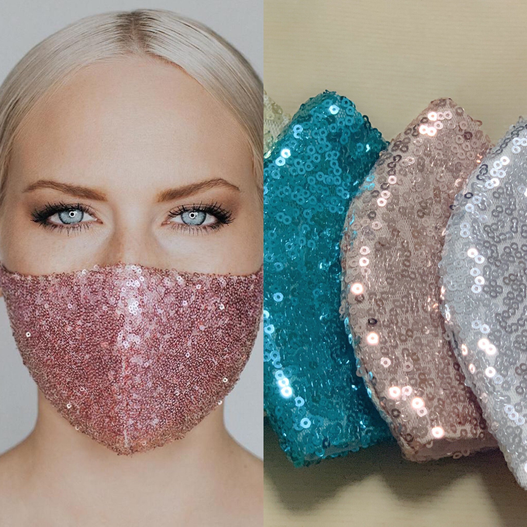 Wedding Sequin Face Mask Special Occasion Glittery Face | Etsy