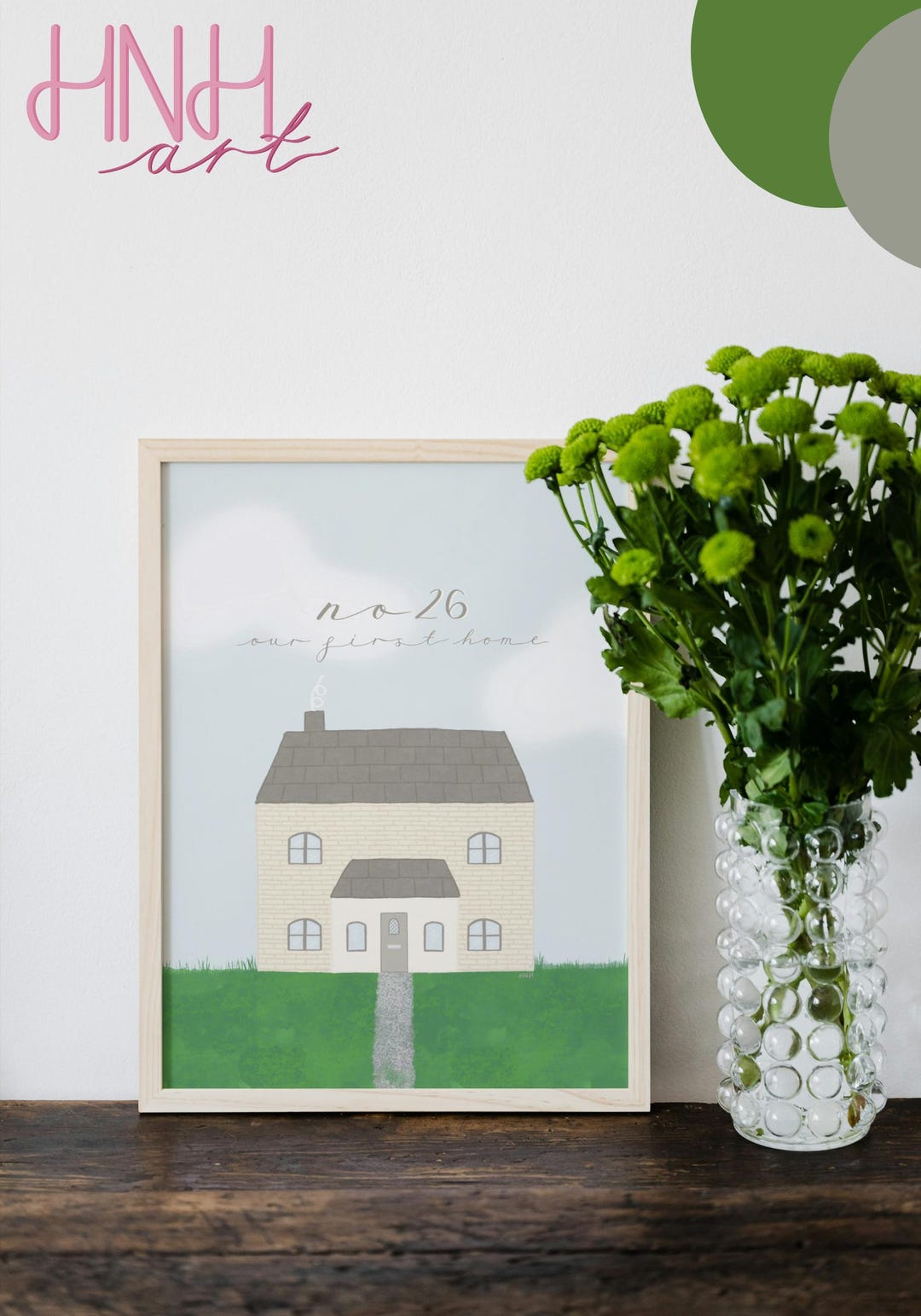 Custom House Portrait- Digital Hand Illustrated Printable Wall Art ...