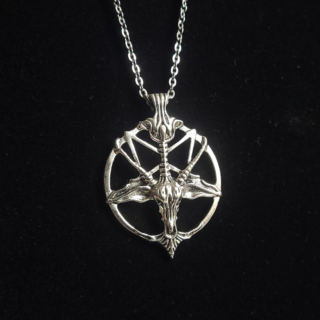 Baphomet Inverted Pentagram Pendant Necklace, Gothic Satan Goat Head ...
