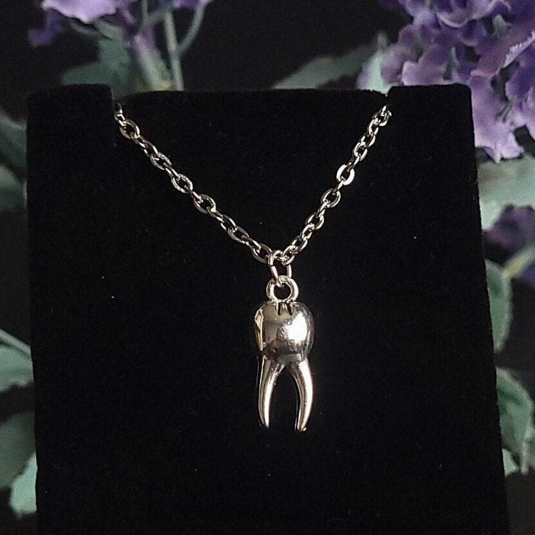 Tooth Necklace | Minimalist Goth Necklaces, Quirky Jewellery, Silver ...