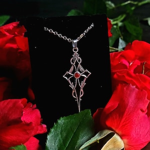 Gothic Cross Necklace | Vampire Costume, Silver Cross Charm With Red ...
