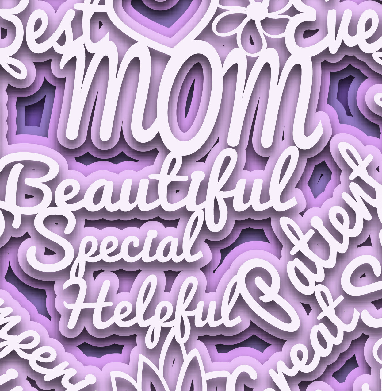 3D Mom Typography Word Art Mothers Day SVG Mum Heart - Etsy