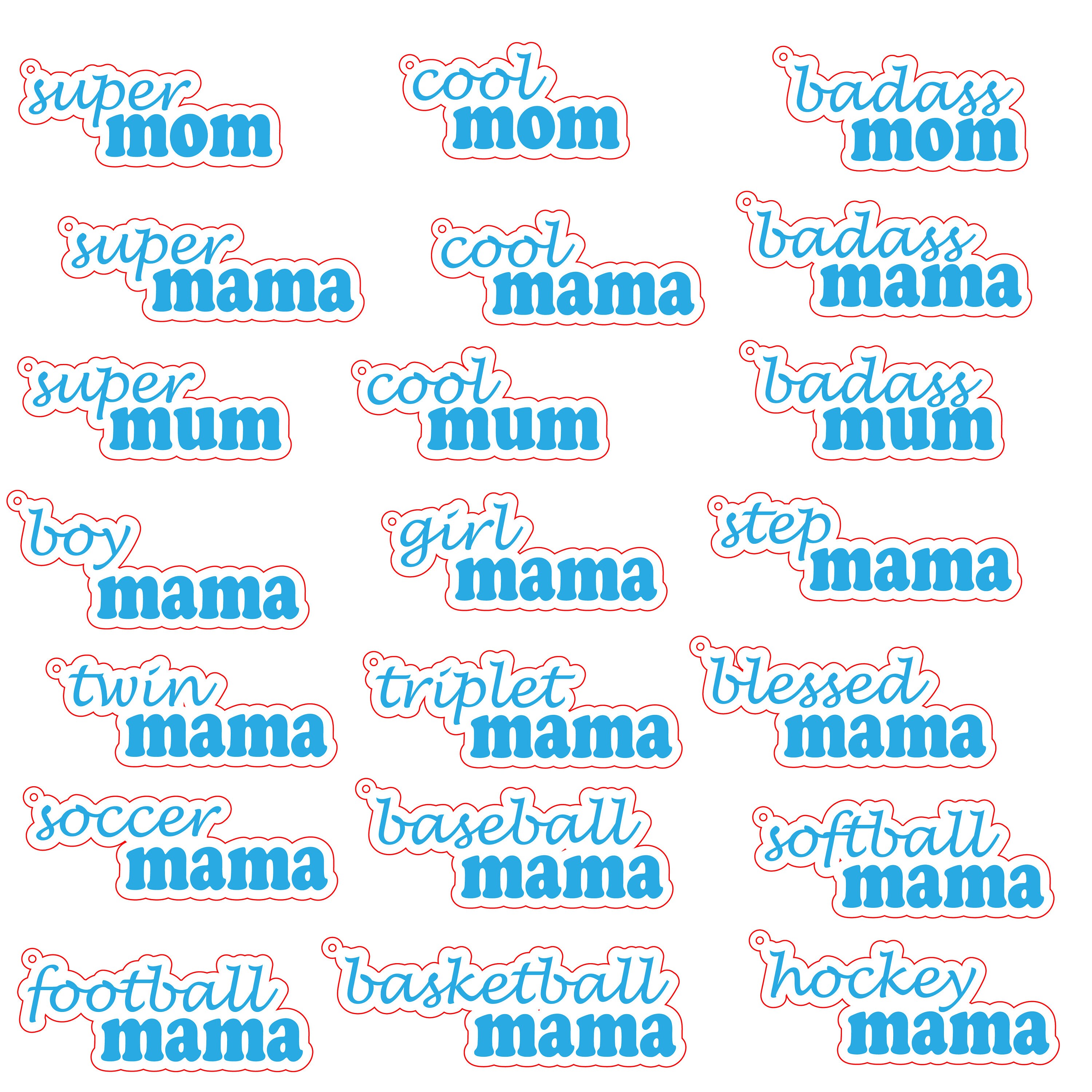 Mom Keychains SVG Mama Glowforge File Mother's Day Laser - Etsy