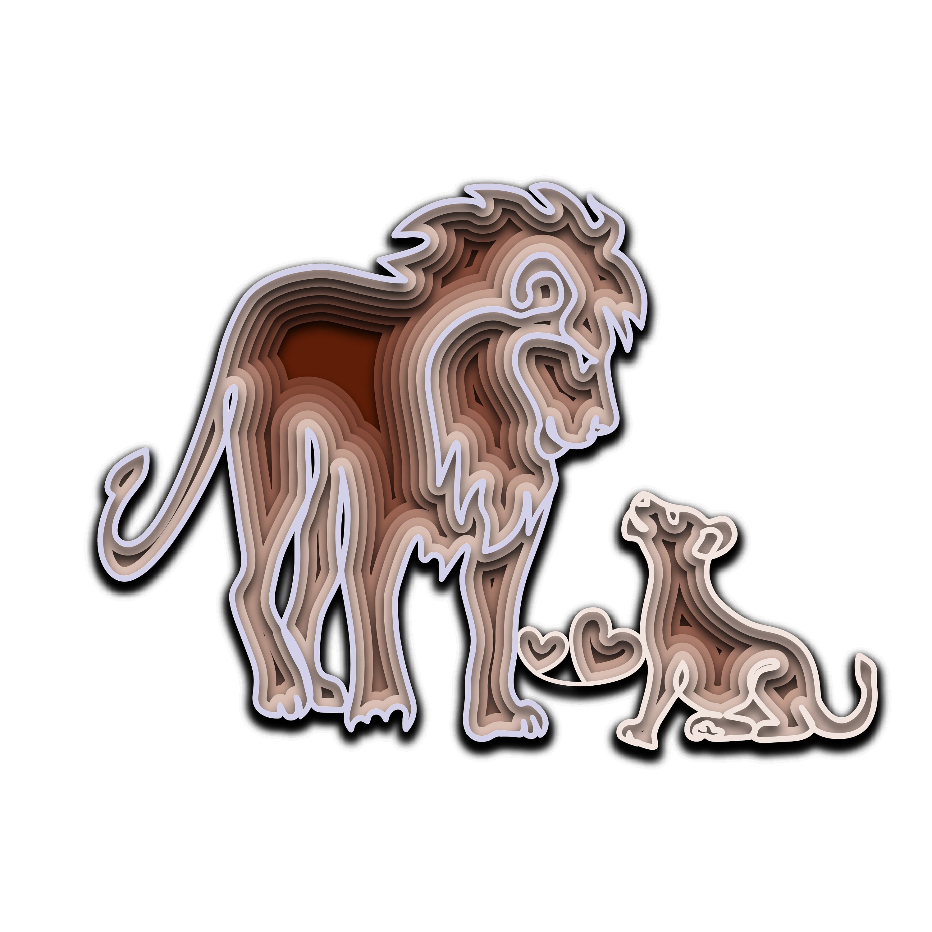 Lion SVG Dad Svg Cub Baby 3D SVG Files Multi Layer Panel Cutting Dxf ...