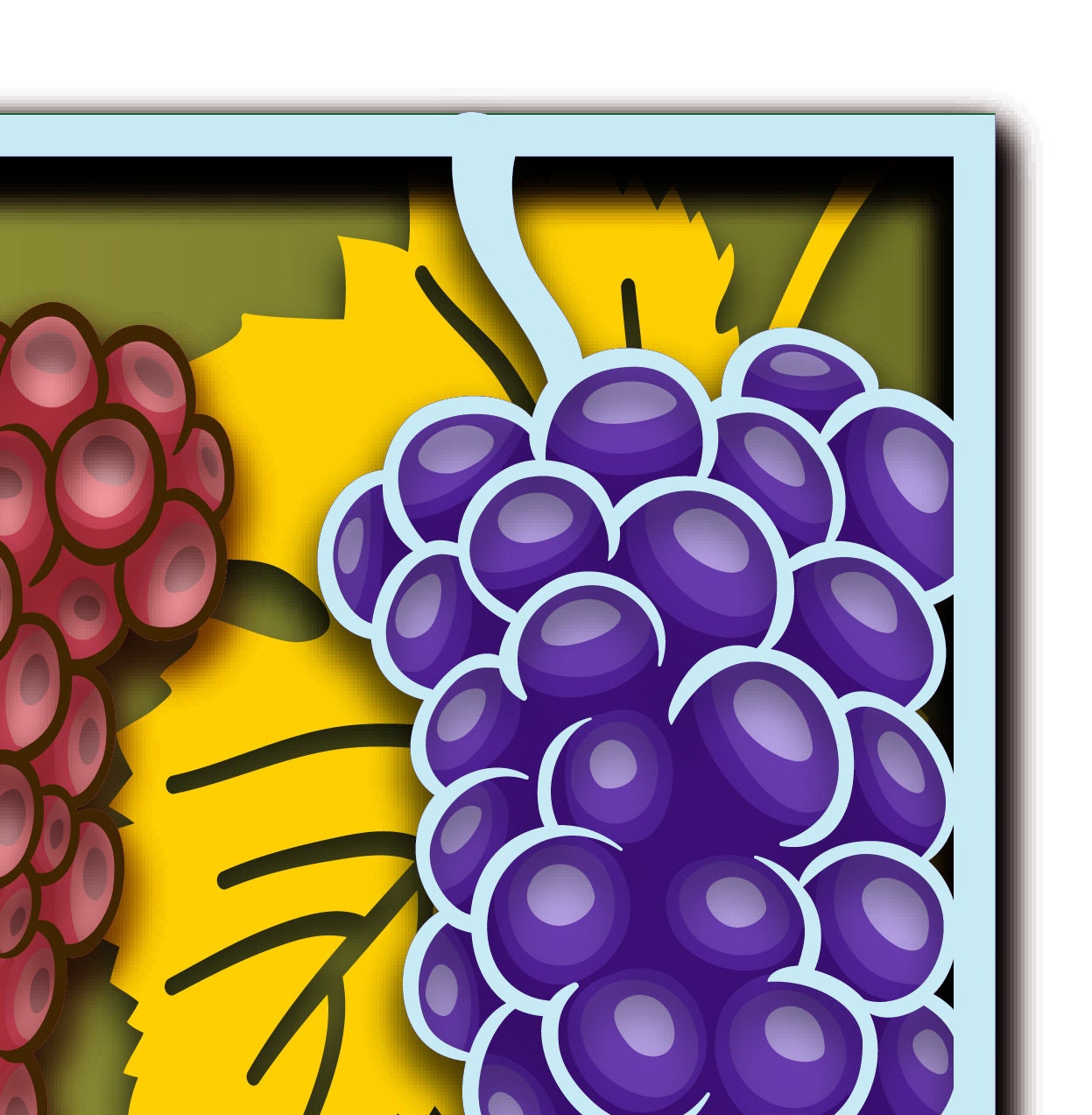 3D Grapes Purple Red Green SVG 3D Multilayer Panel SVG Files Cutting ...