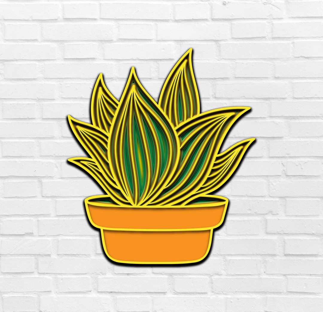 3D Leaves Plant Planter SVG 3D Multilayer Panel SVG Files Cutting DXF ...