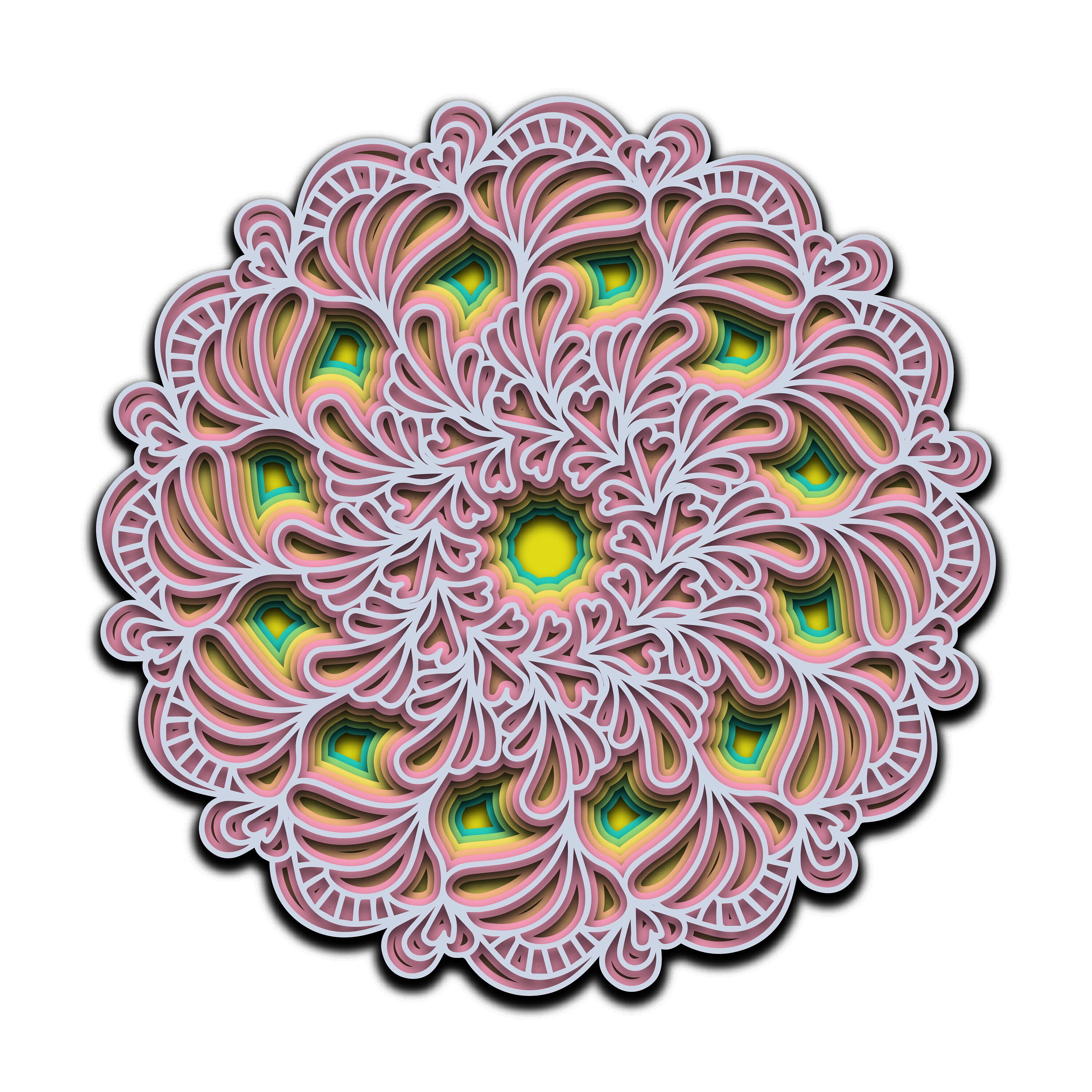 3D Round Circle Mandala 7 Layers SVG Files Wedding Panel Files for ...